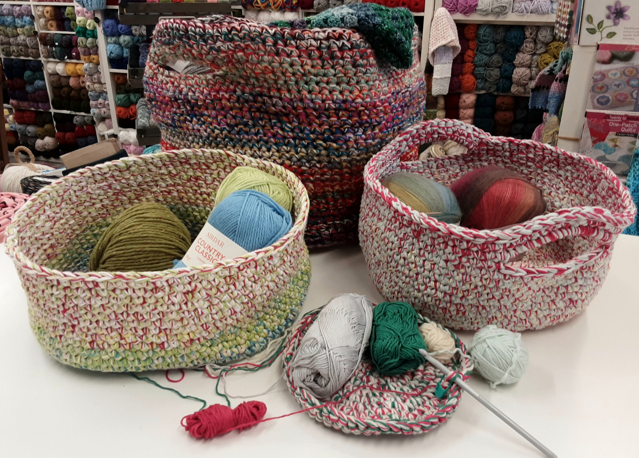 Scrap Yarn Crochet Basket - Stitch & Knit